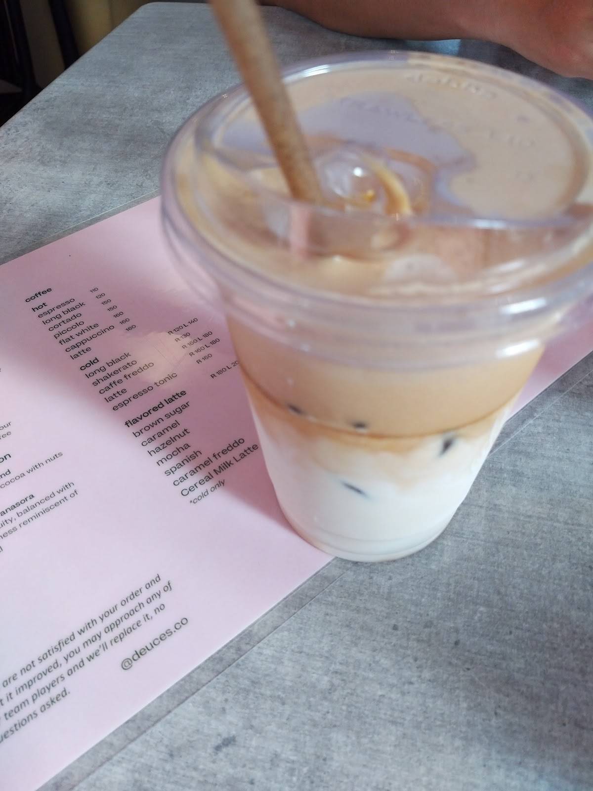 Menu at Deuces Coffee cafe, Makati