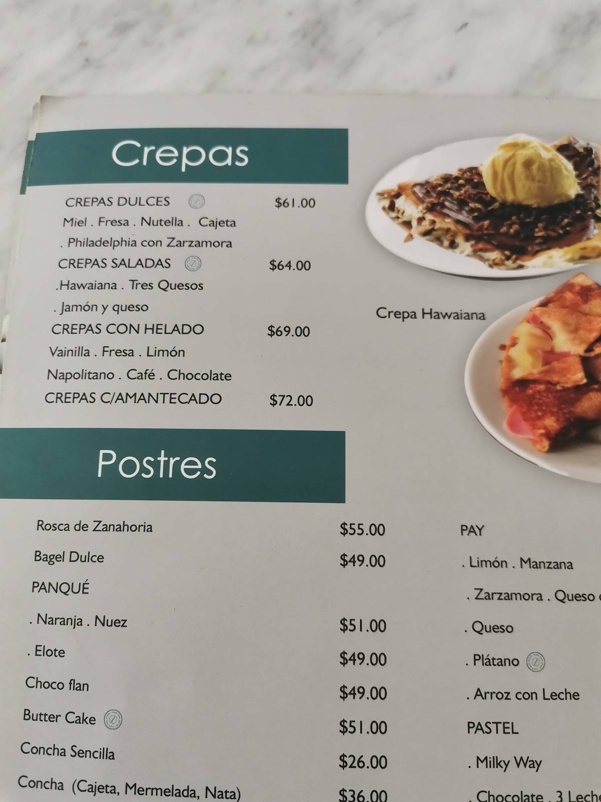 Carta de Café Don Justo, Xalapa Enríquez, Av. Araucarias LB