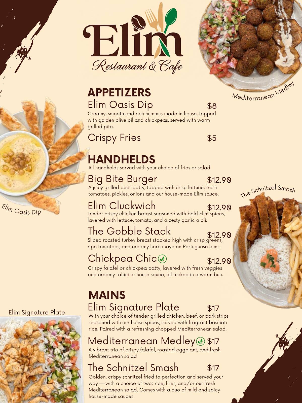 Menu at Elim Restaurant and Café, Toronto
