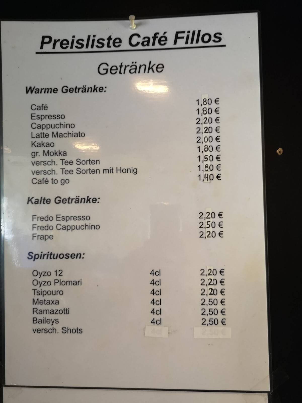 Speisekarte von Cafe Filos, Köln