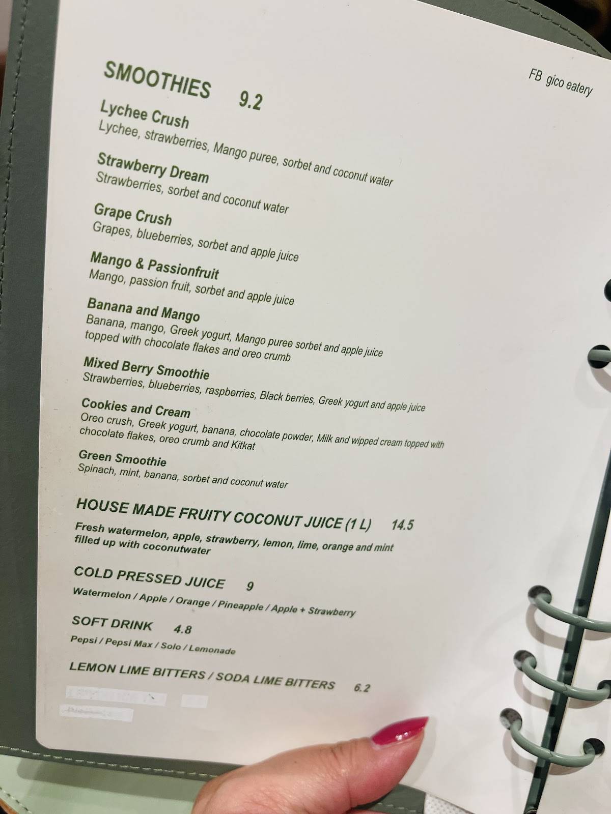 Menu at Gico Eatery cafe, Firle