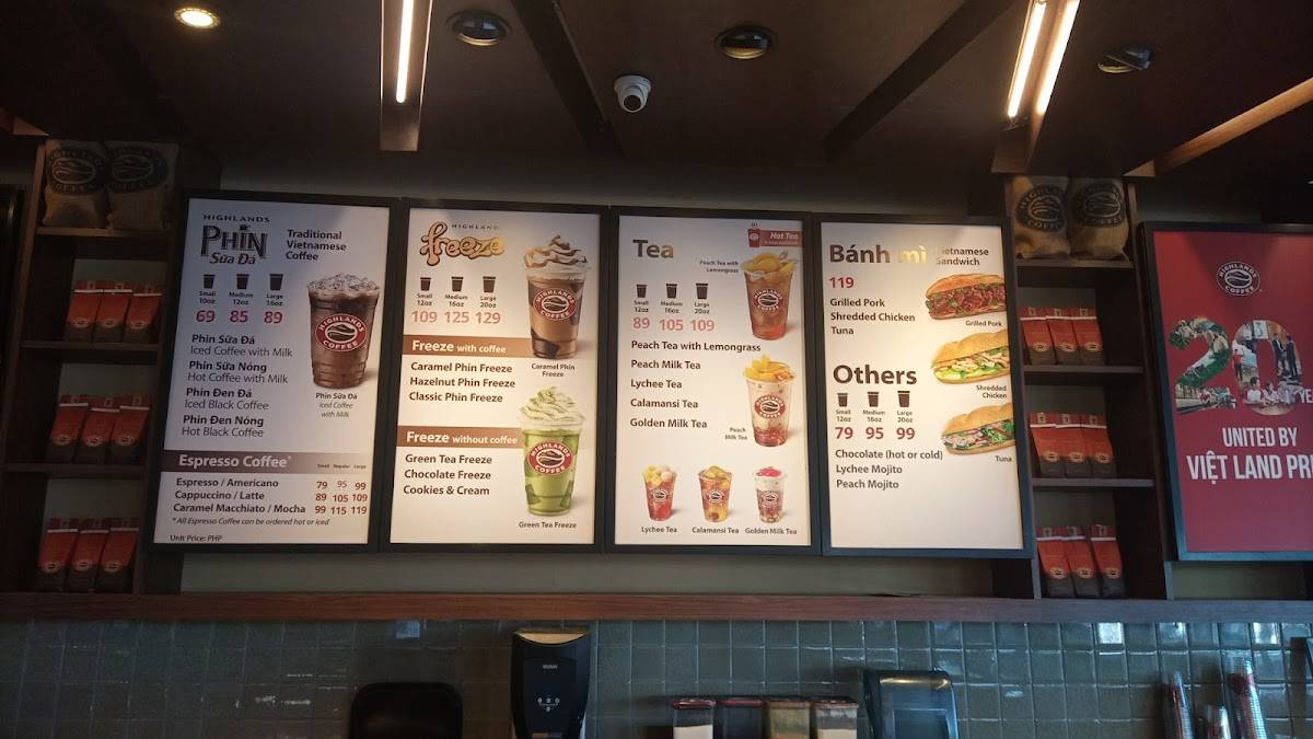 Carta del café Highlands Coffee Double Dragon Plaza, Pasay, GXPR+HGV