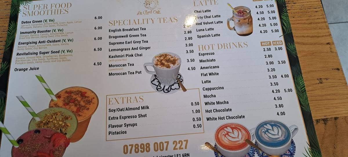 Menu at La Forêt Café cafe, Leicester