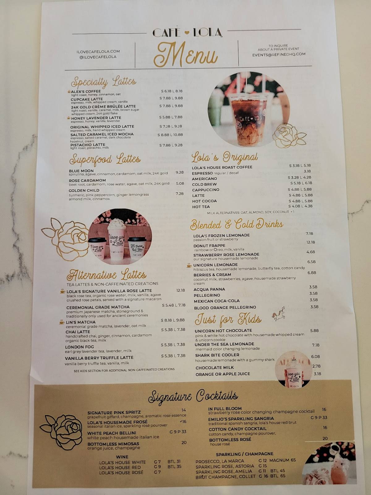 Menu at Cafe Lola, Henderson, S Eastern Ave #109