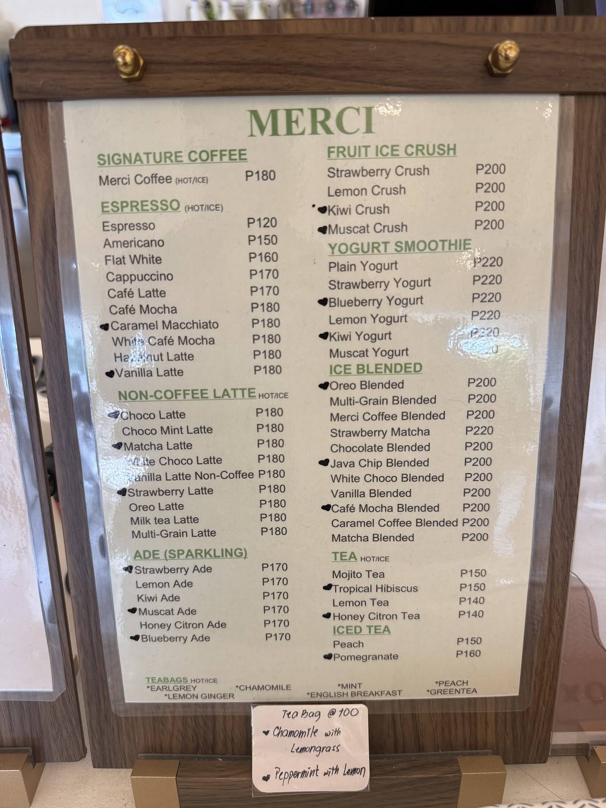 Menu at Merci Dessert Cafe, Cebu City