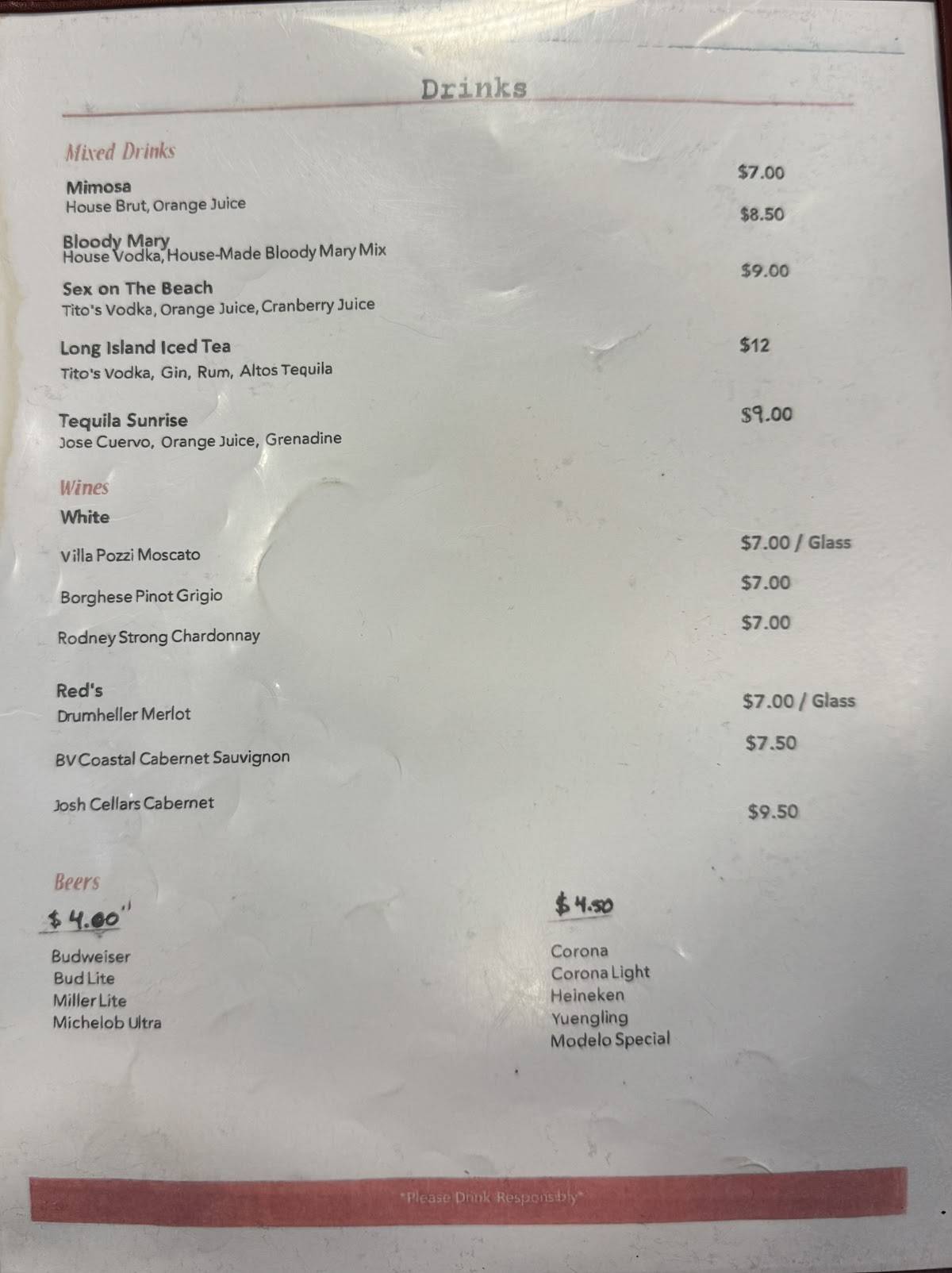 Menu at New Day Cafe, Leland
