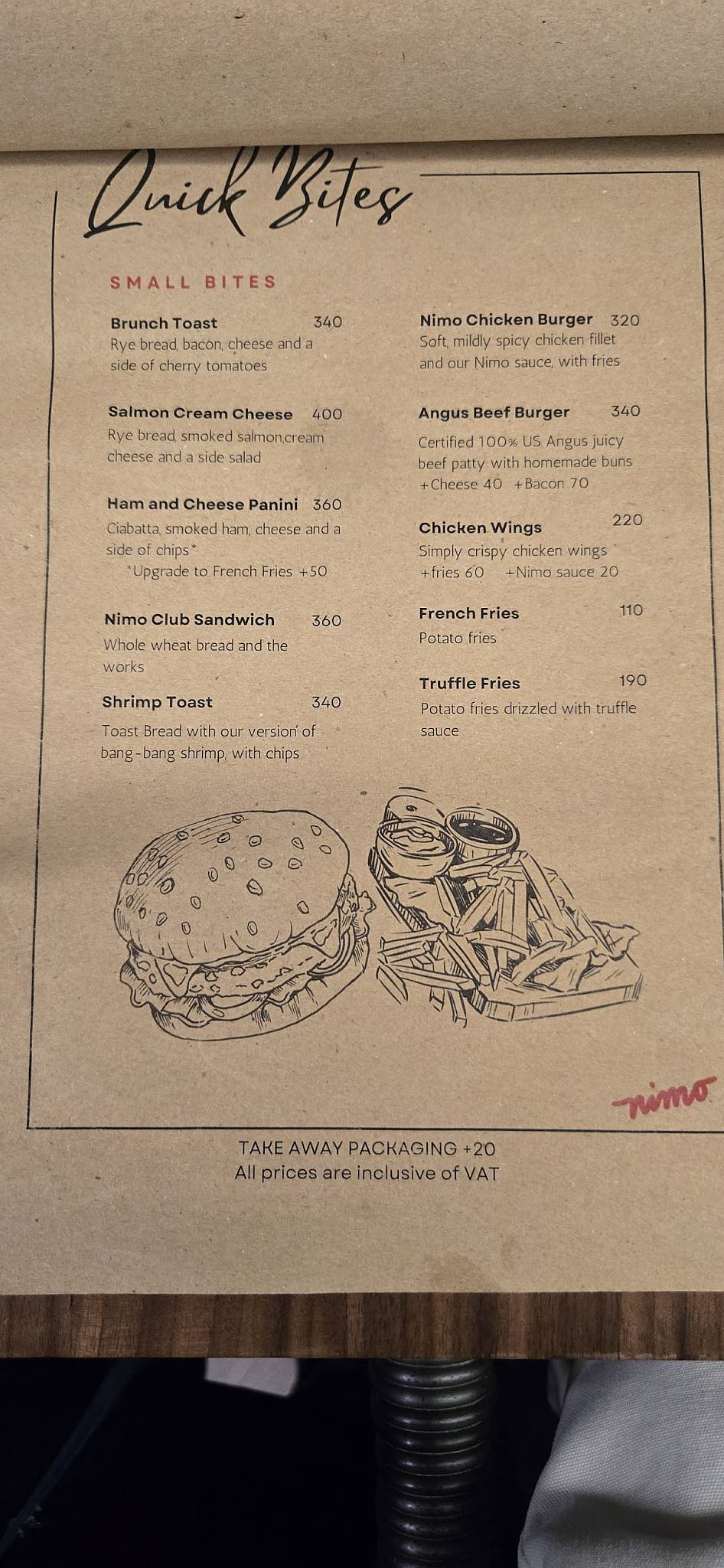 Menu at Nimo Brew cafe, Lapu-Lapu City