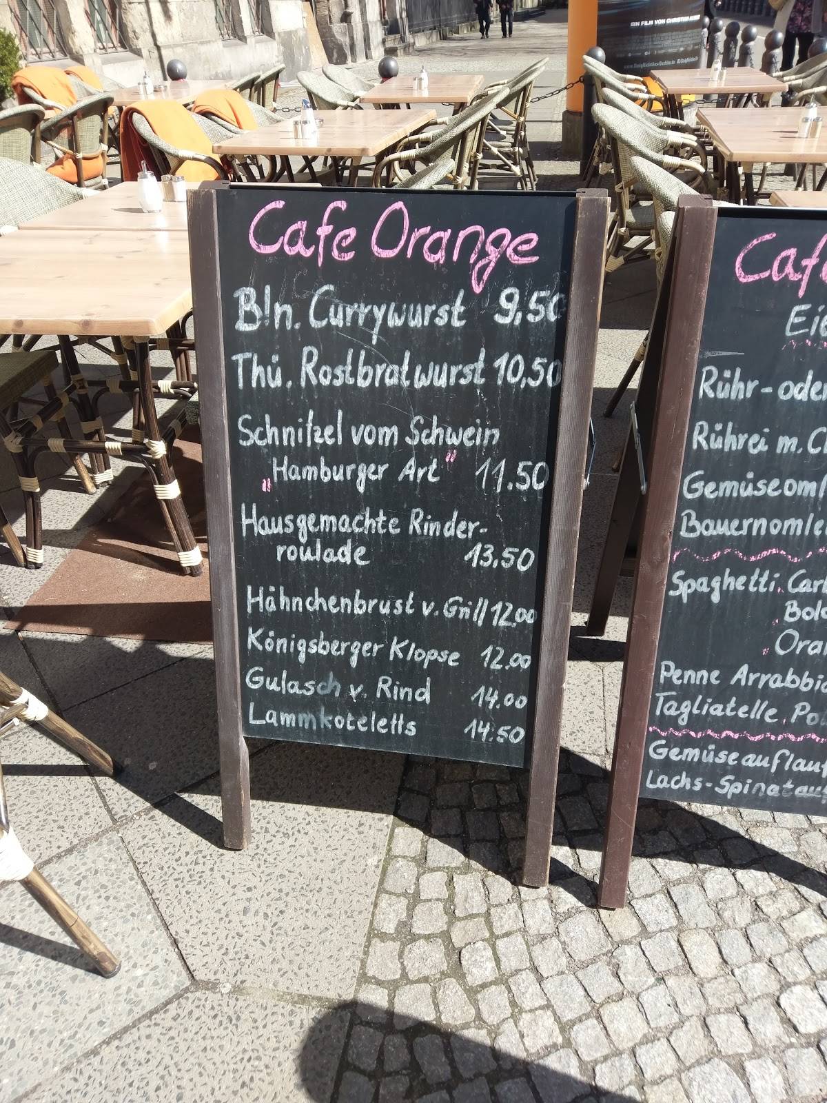 Speisekarte von Cafe Orange, Berlin, Oranienburger Str. 32