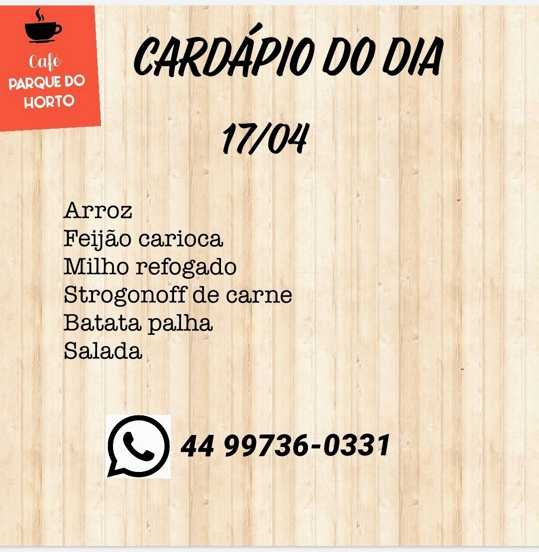 Menu em Café Parque do Horto, Maringá