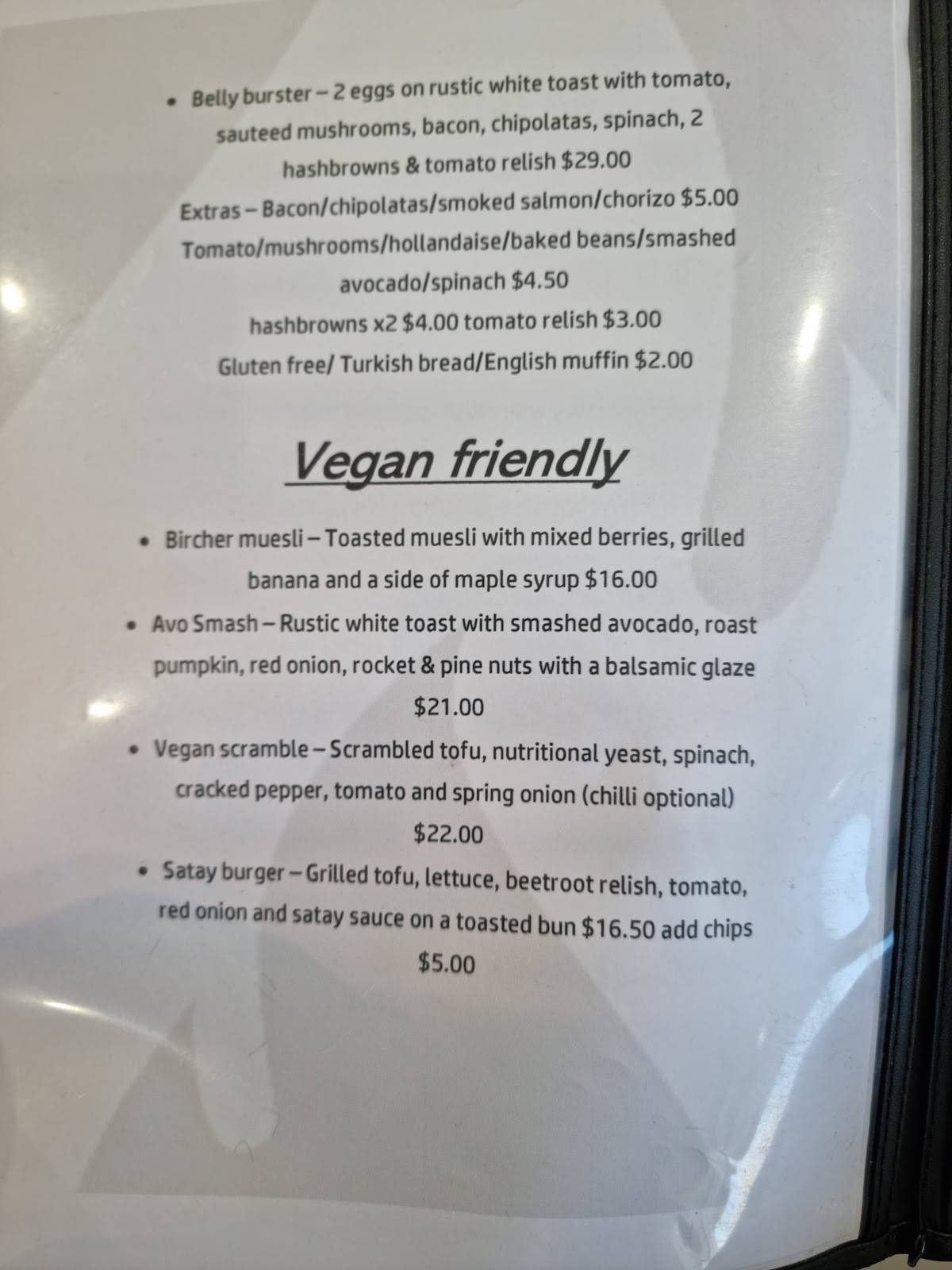 Menu at Phoenix Food & Coffee cafe, Bairnsdale