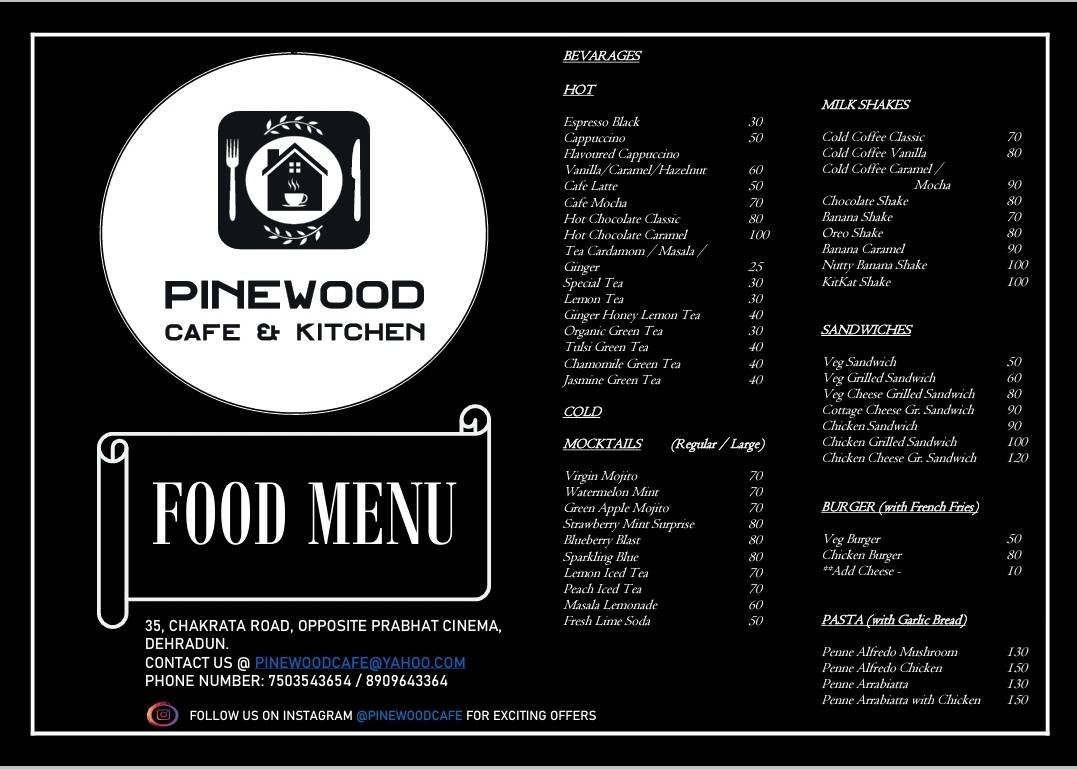 Menu at Pinewood Café & Kitchen, Dehradun