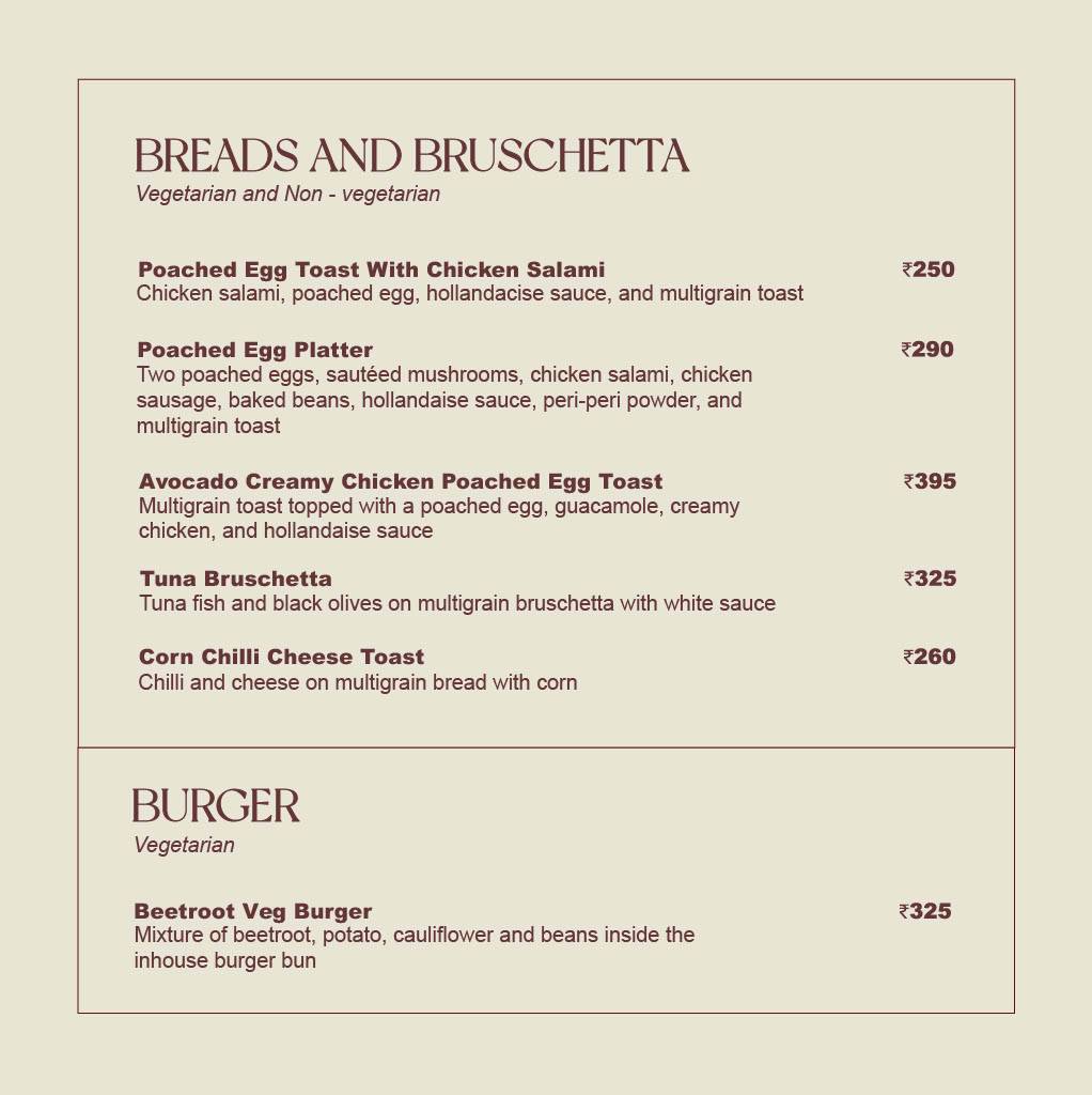 Menu at Roastery Coffee House, Lucknow