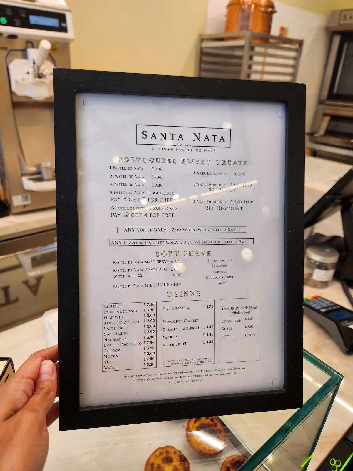 Menu at Santa Nata cafe, Oxford