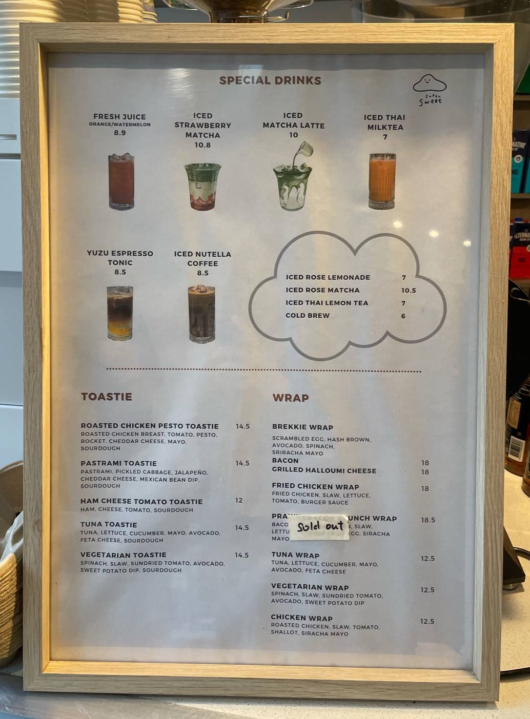 Menu at Supersweet Cafe, Braddon