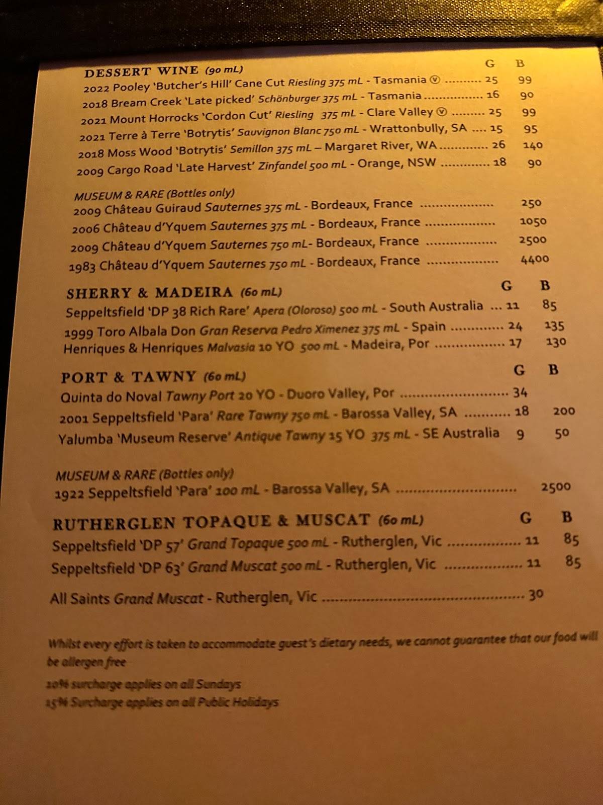 Menu at Cafe Sydney, Sydney, Level 5 Customs House