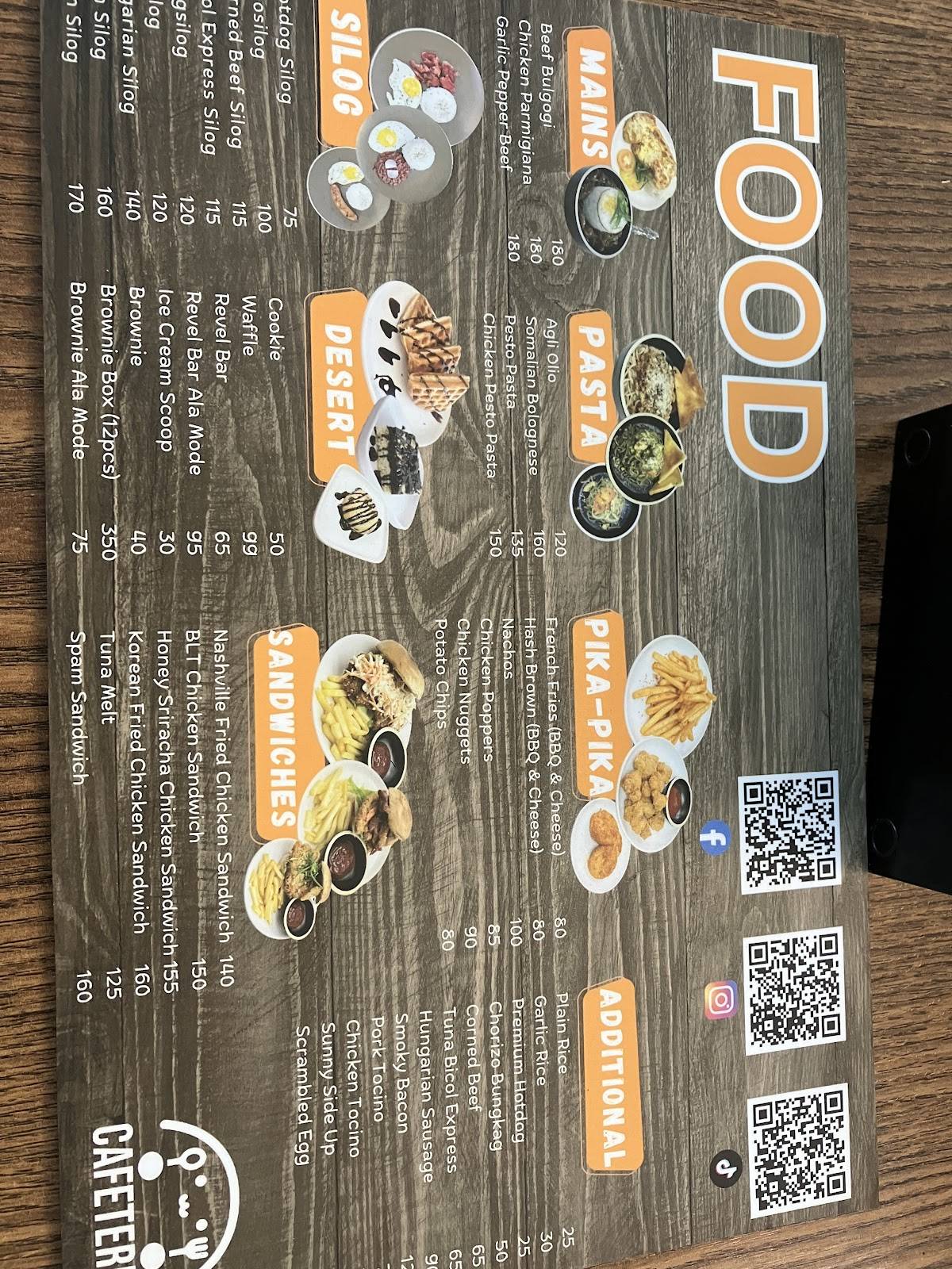 Menu at Cafe Terra, Cebu City