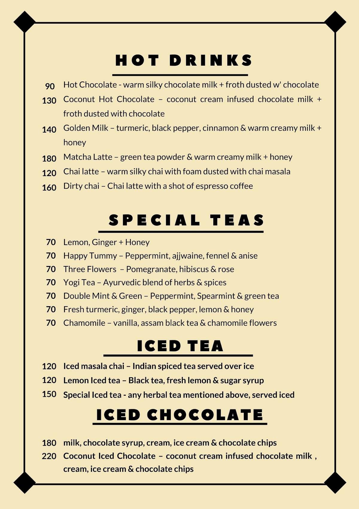 Menu at Terracotta Cafe, Varanasi, B1/146