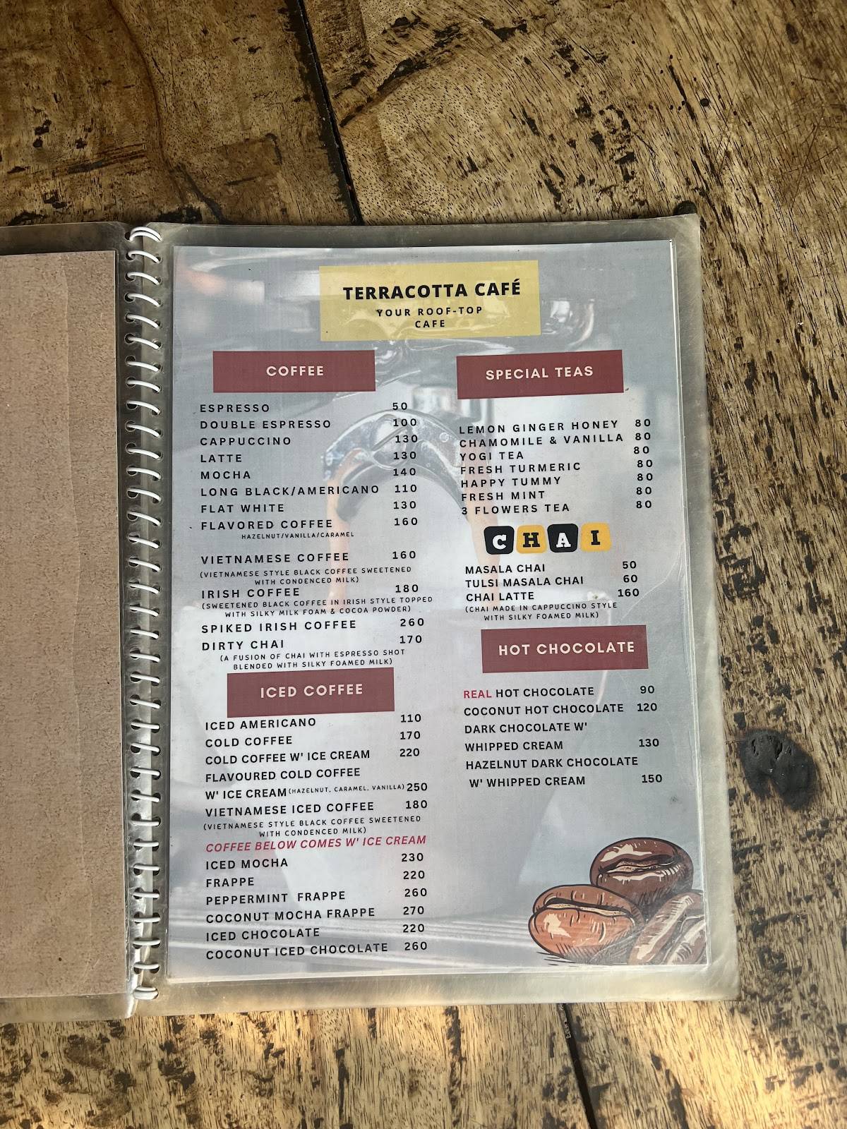 Menu at Terracotta Cafe, Varanasi, B1/146