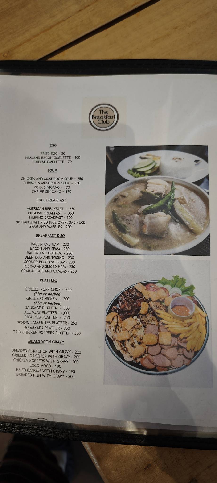 Menu at The Breakfast Club Tagum, Tagum City