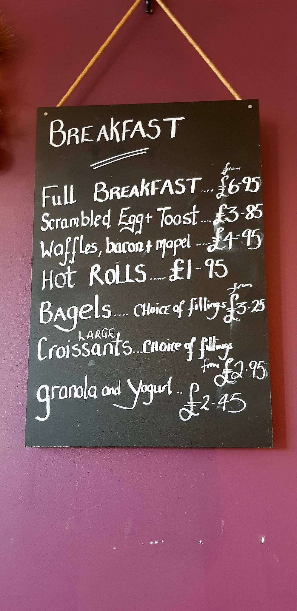 Menu at The Clock Tower Café cafe, Glasgow, 88-92 Castle St