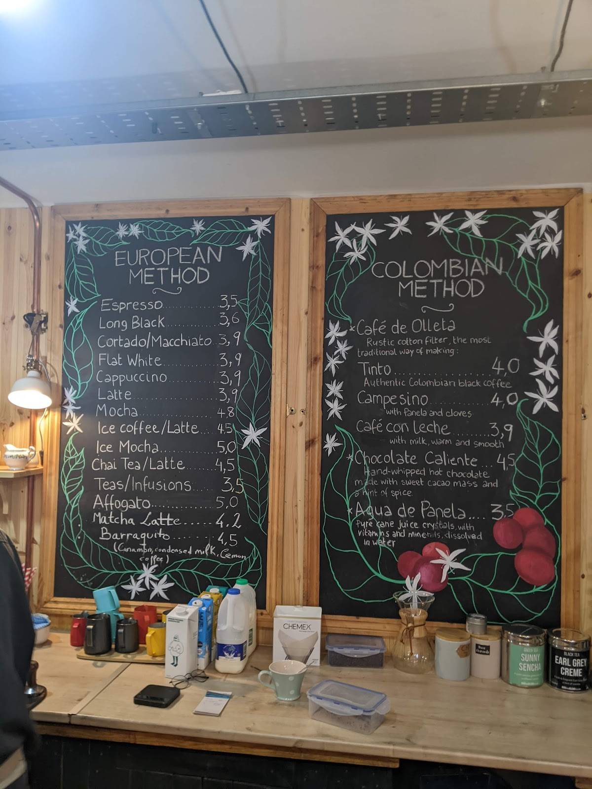 Menu at The Colombian Coffee Company SOHO cafe, London