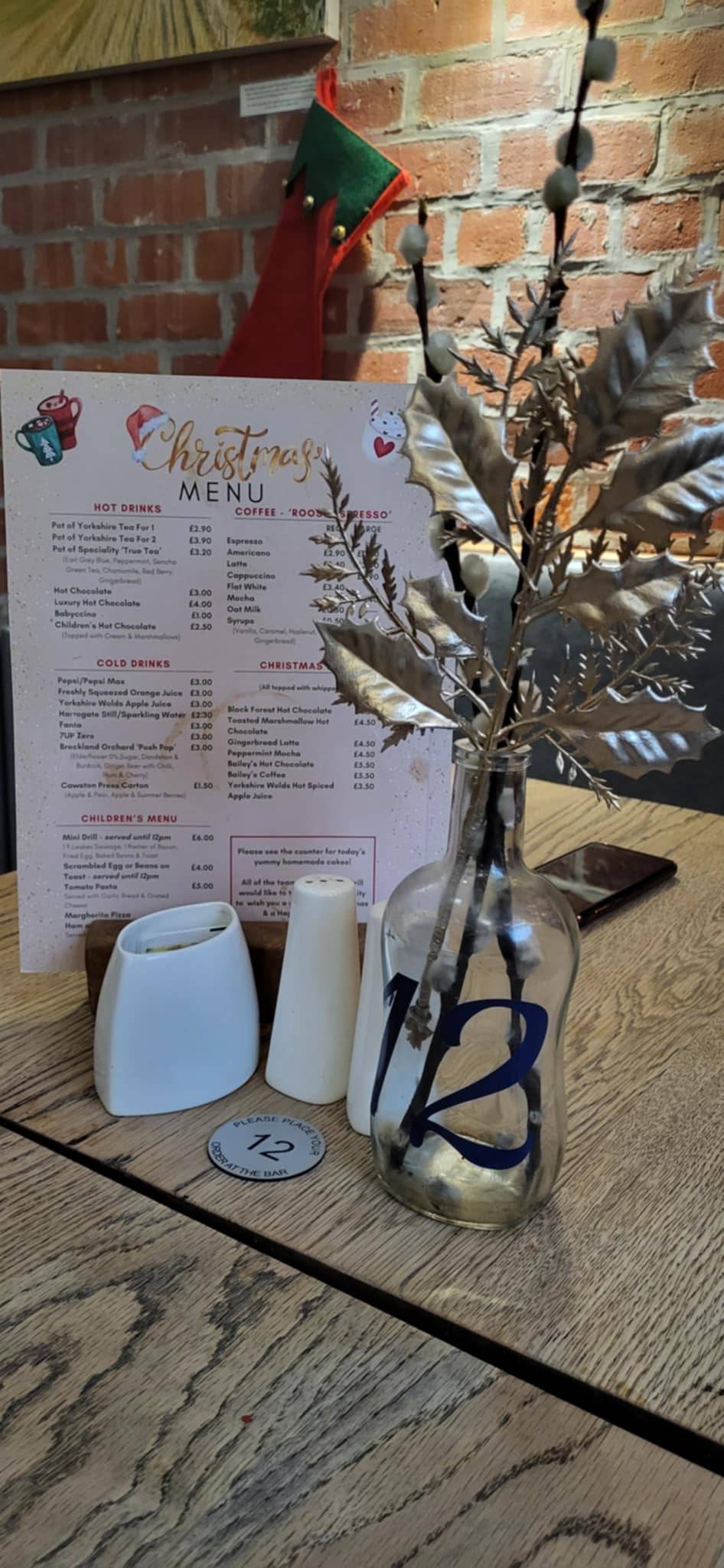 Menu at The Fiddle Drill cafe, Goodmanham