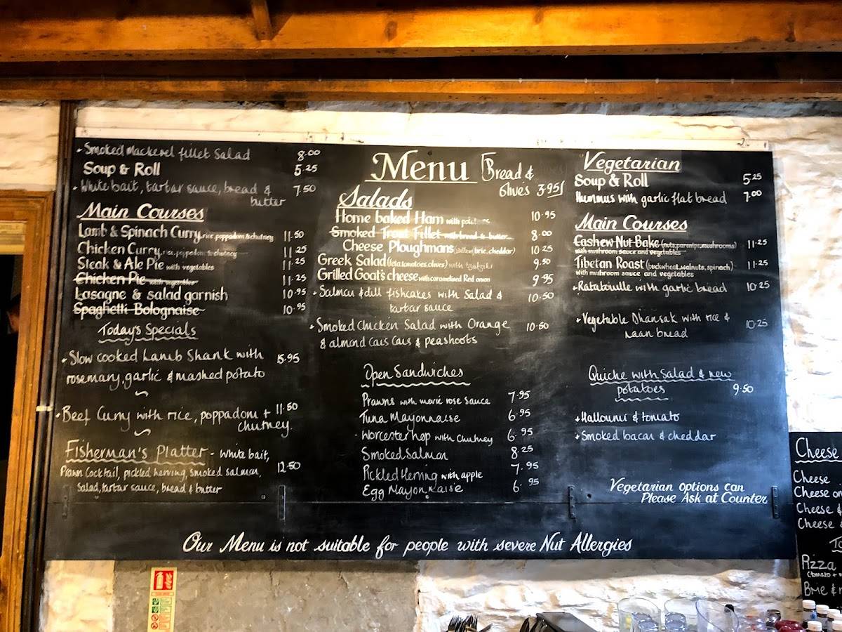 Menu at The Granary cafe, Hay-on-Wye