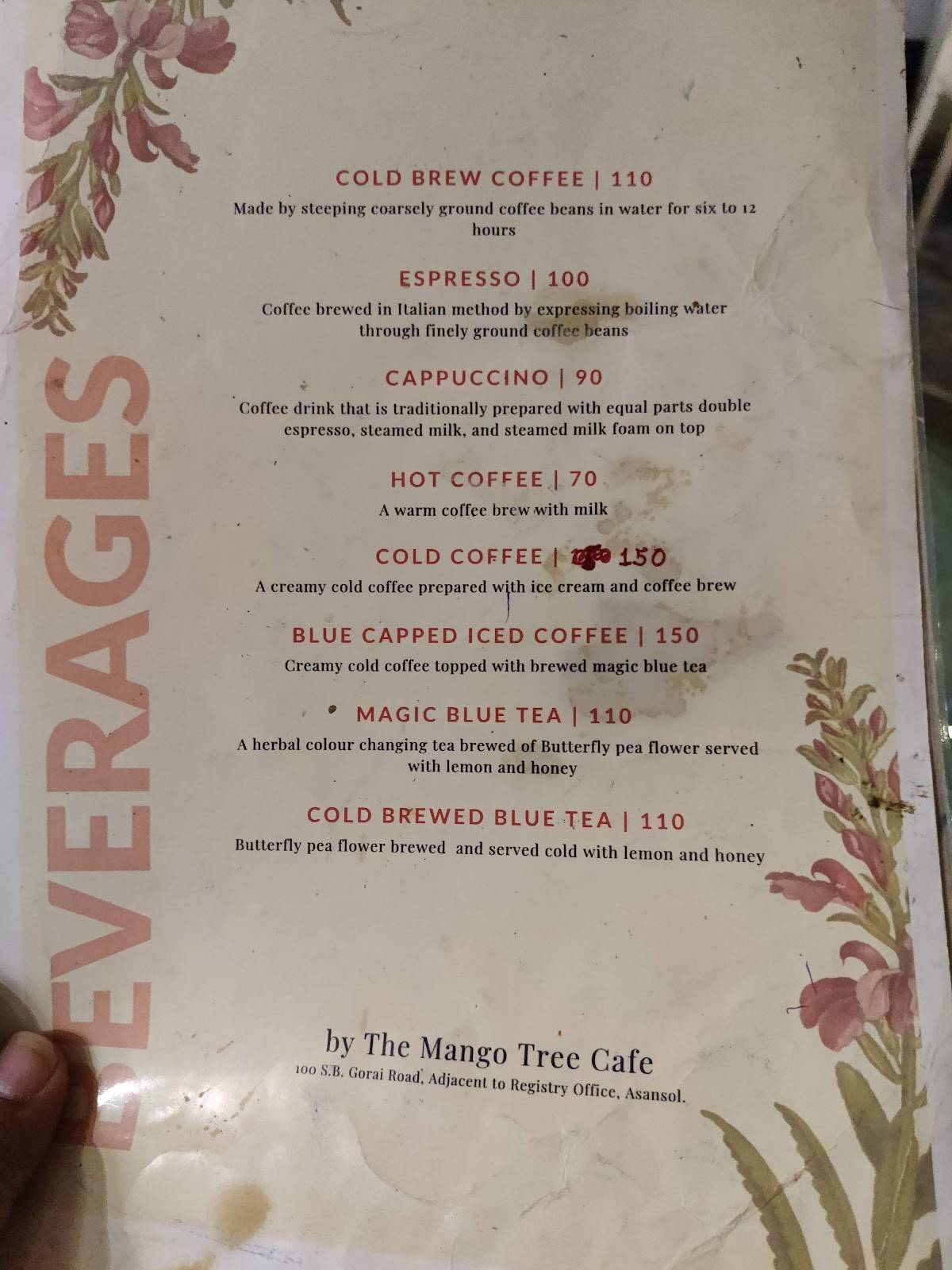 Menu at The Mango Tree Cafe, Asansol