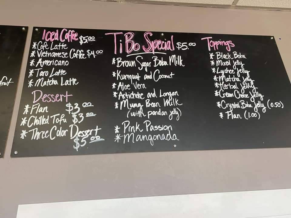 Menu at Cafe Tí Bo, Edmond