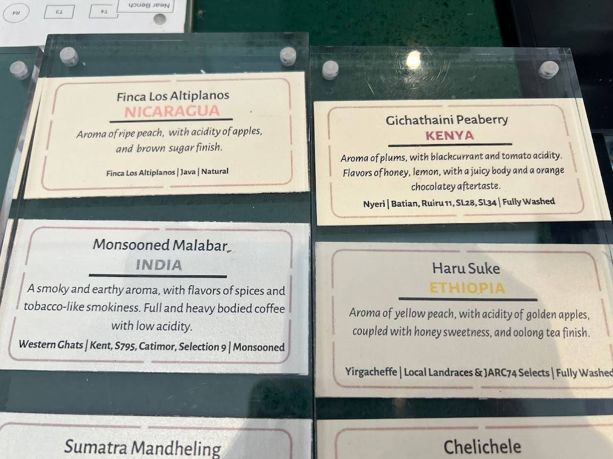 Menu at Tiong Hoe Specialty Coffee cafe, Singapore