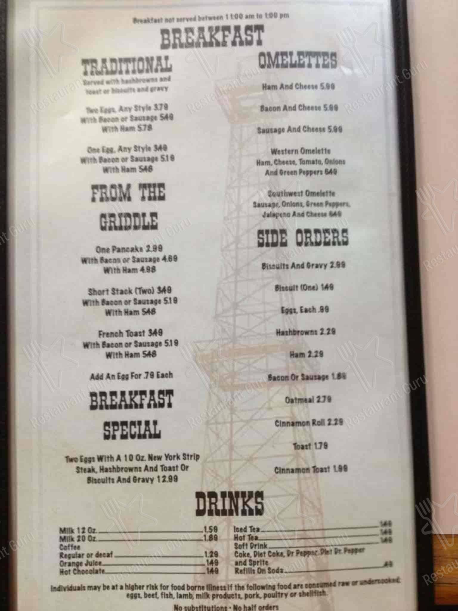 Menu at Tower Cafe, Okarche, 411 Main St