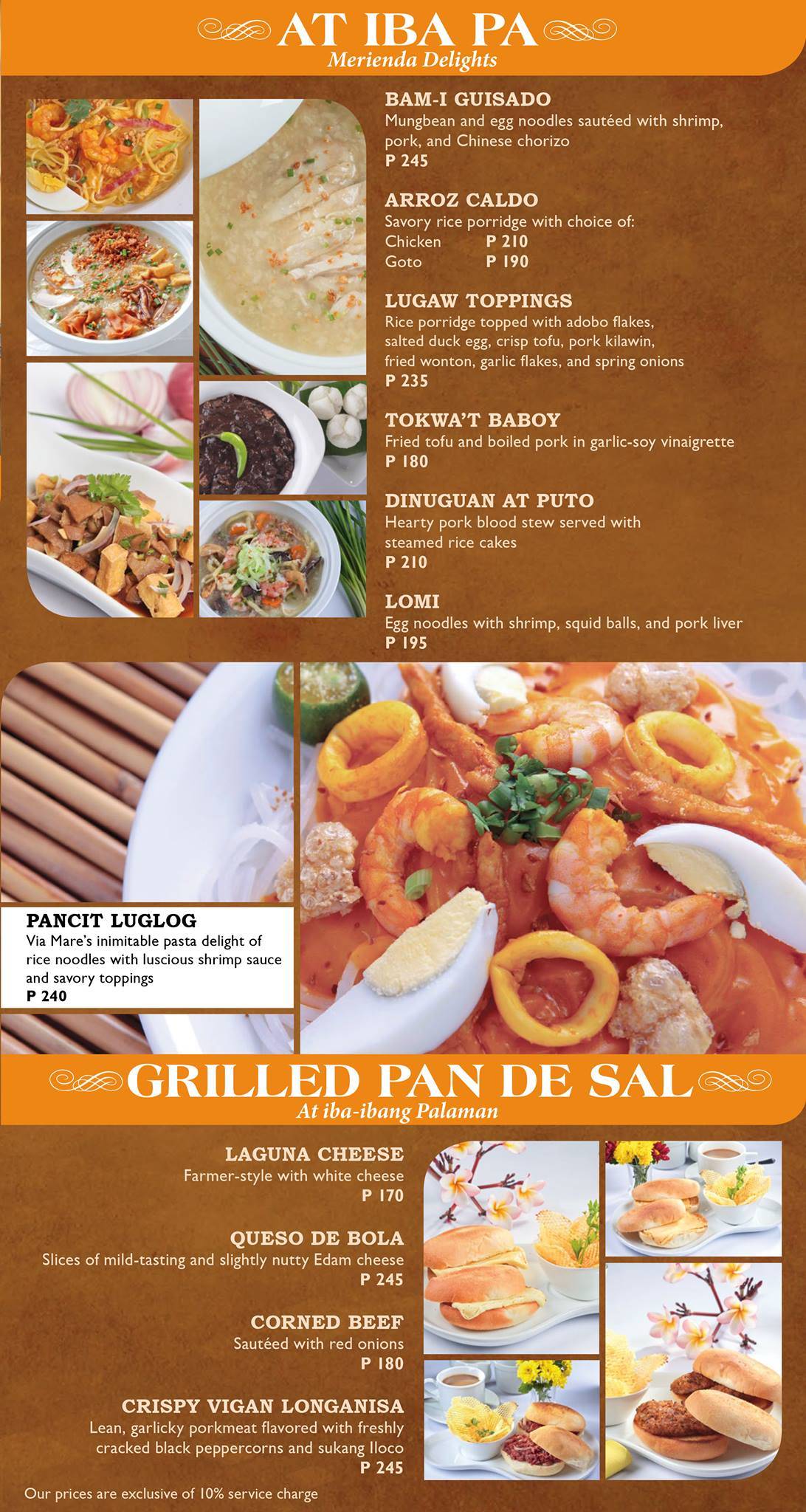 Menu at Via Mare restaurant, Makati, Makati Avenue