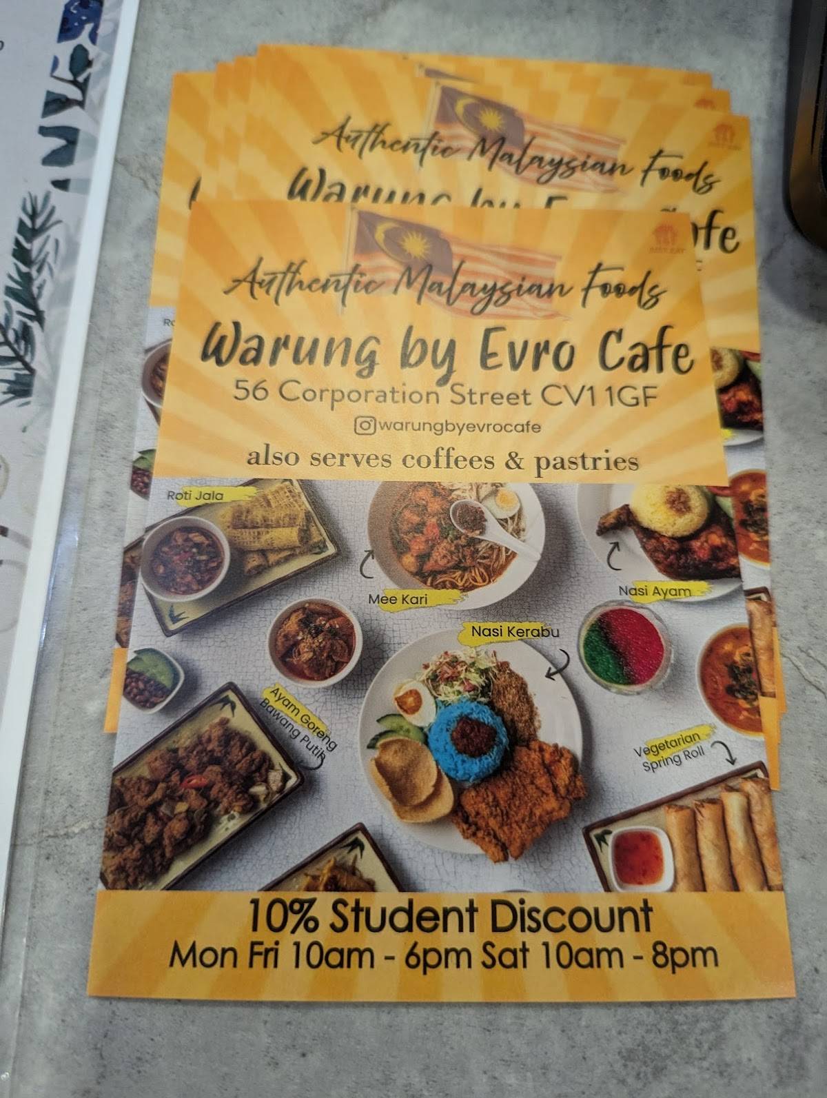 Menu at WARUNG by Evro Cafe, Coventry