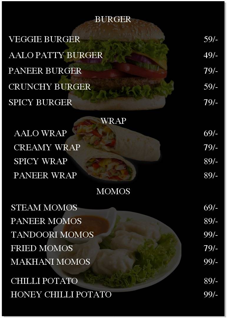 Menu at Cafe X, Bahraich