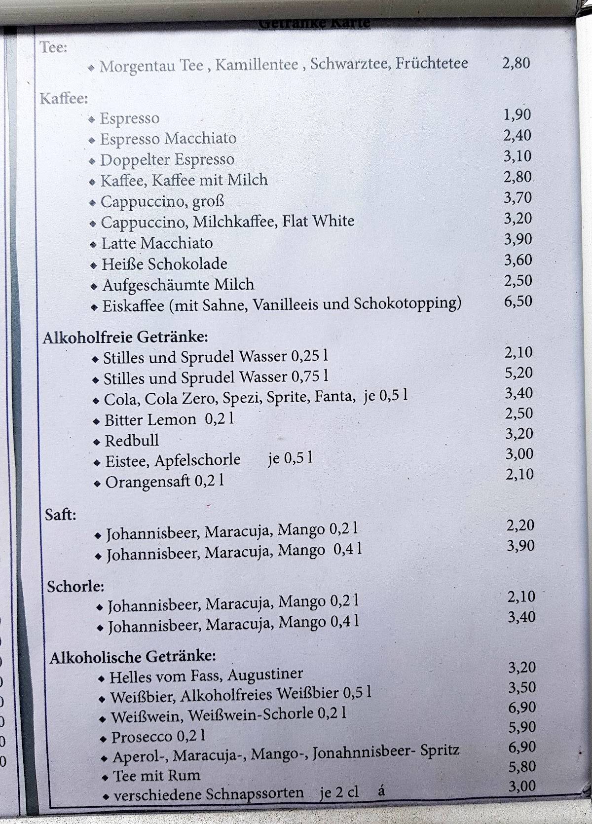 Speisekarte von Cafe Schneider am Waldfriedhof Neuer Teil, München