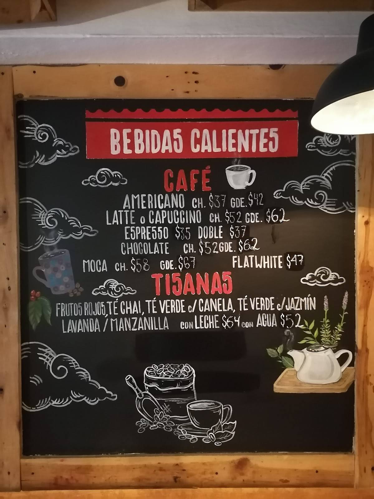 Carta de Cafetería Terraza Cinco Cielos, Cuernavaca