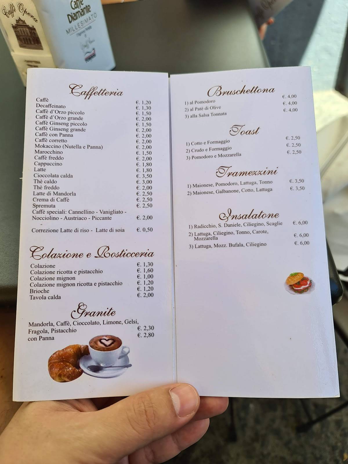 Menu at Caffè Opera pub & bar, Catania