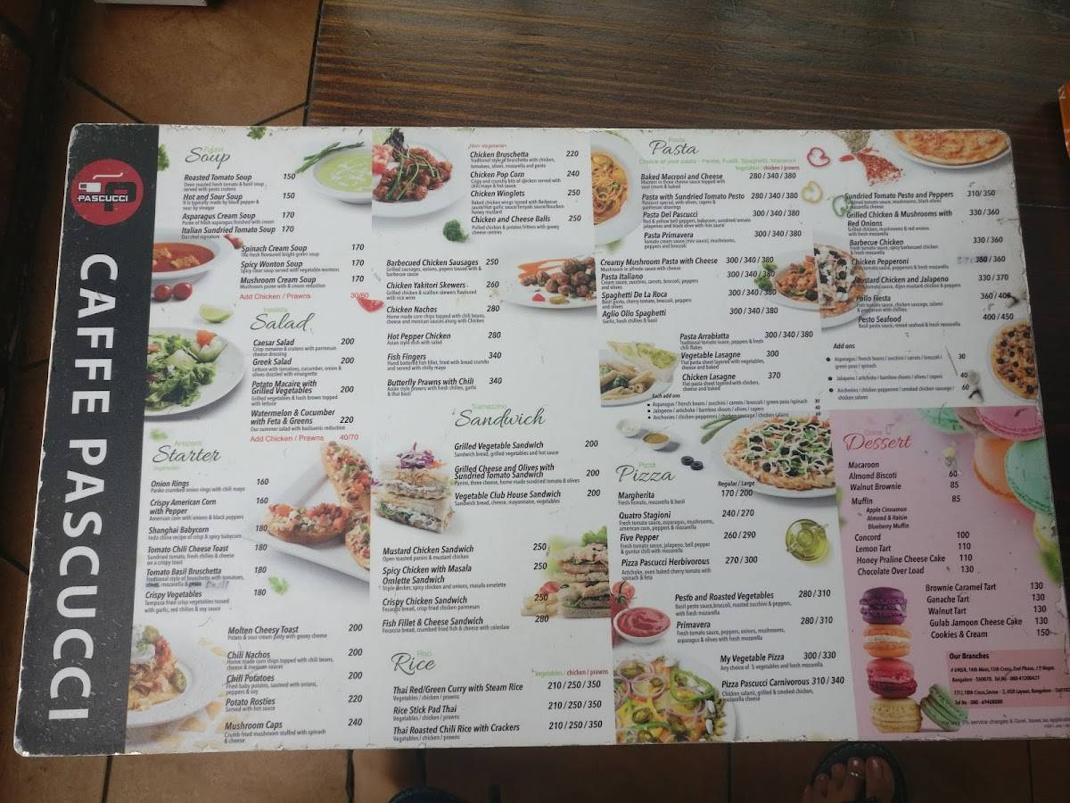 Menu at Caffe Pascucci, Bengaluru, 17/J