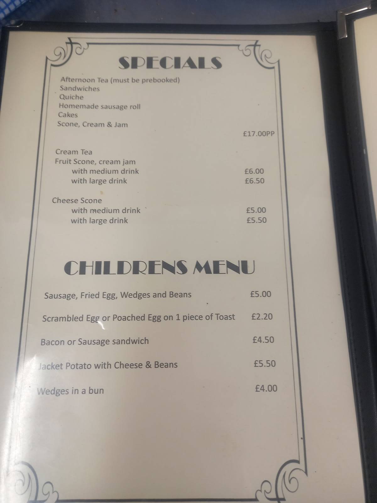 Menu at Wolds View Cafe, Caistor, 115 Brigg Rd