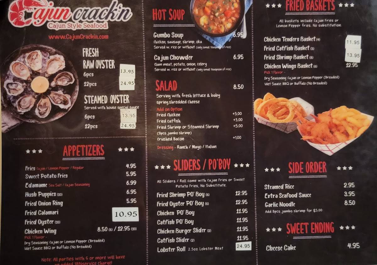 Menu at Cajun Crackin restaurant, Fresno