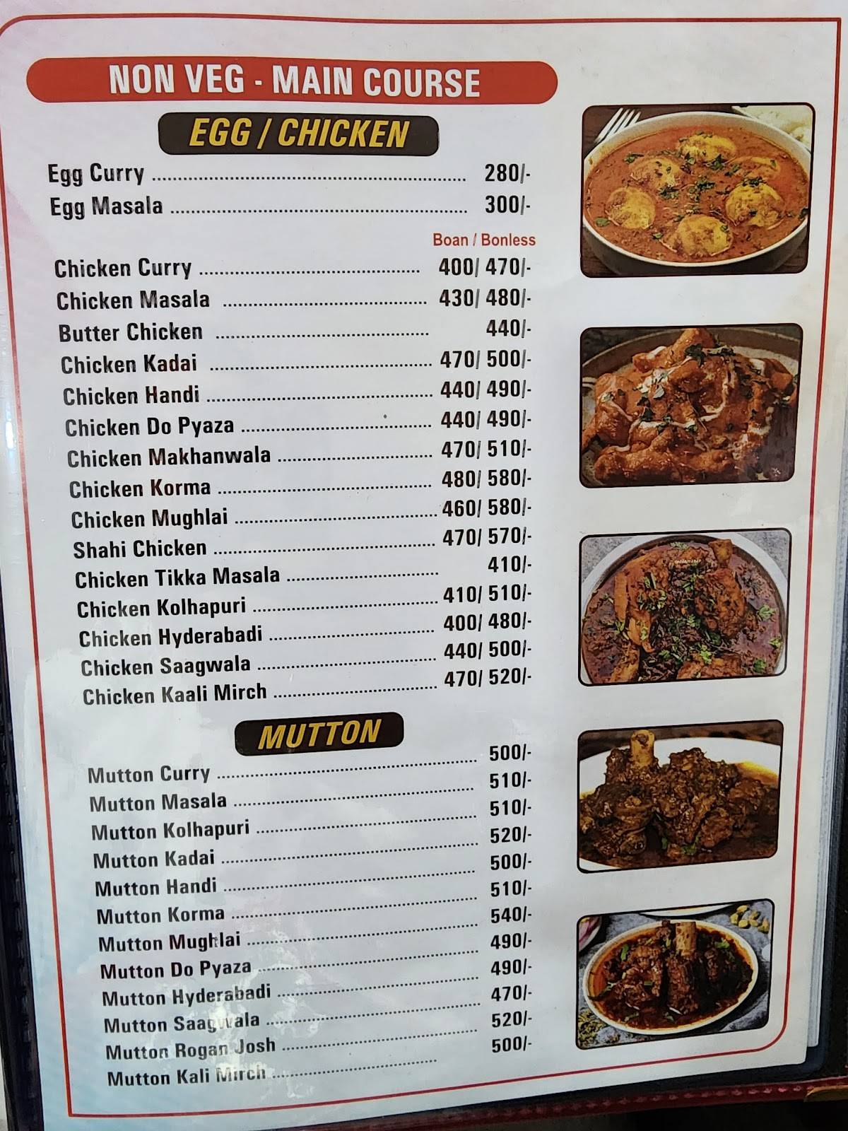 Menu at Chawla Dilliwala, Candolim
