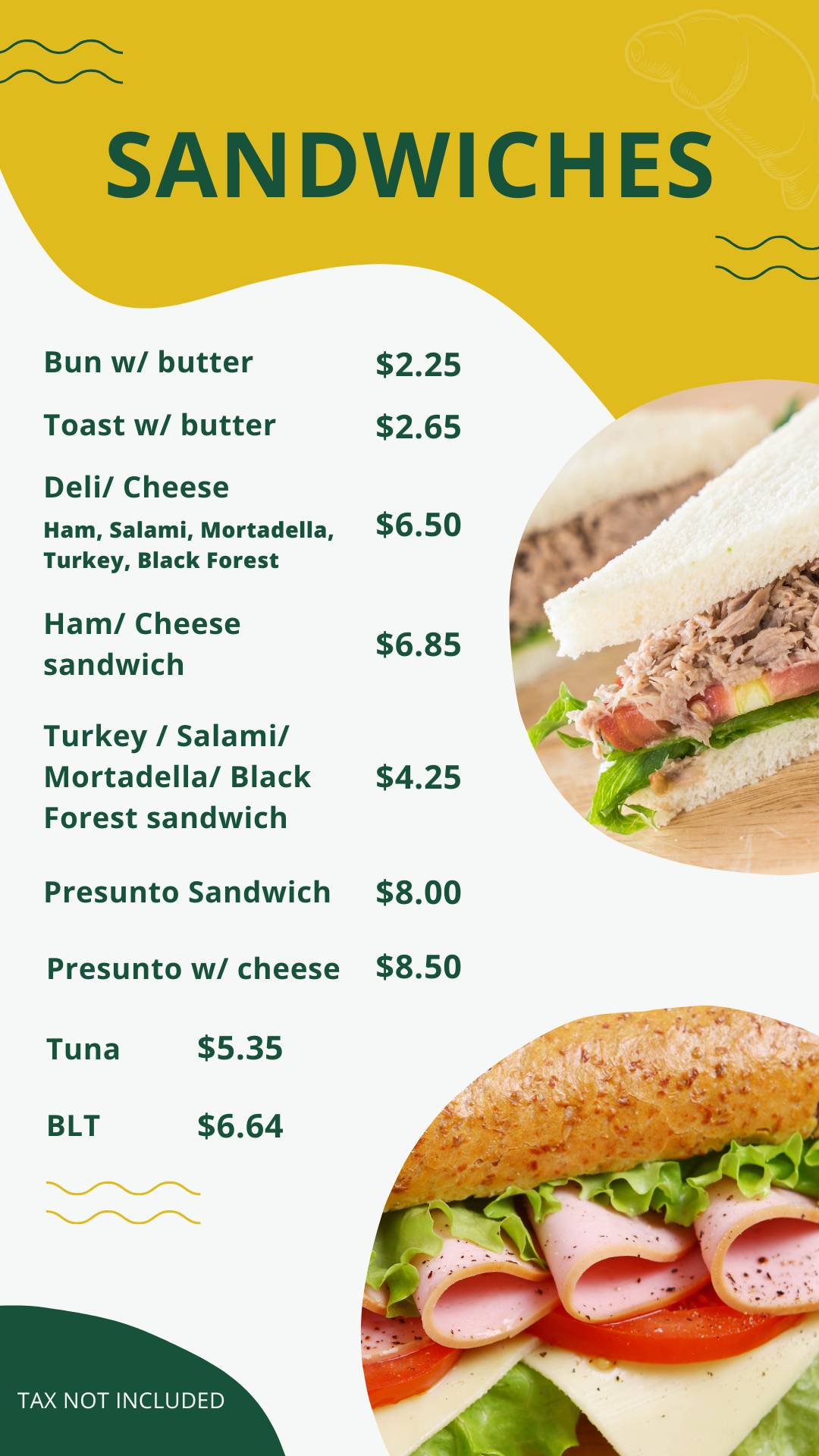 Menu at Caledonia Bakery & Pastry, Toronto