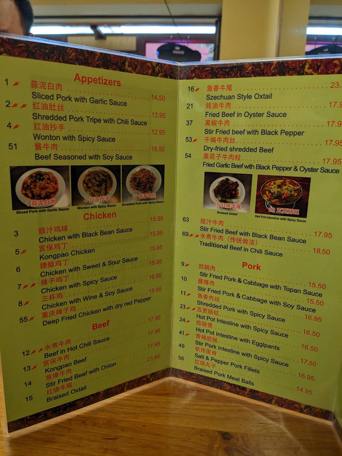 Menu at Han's Restaurant, Calgary