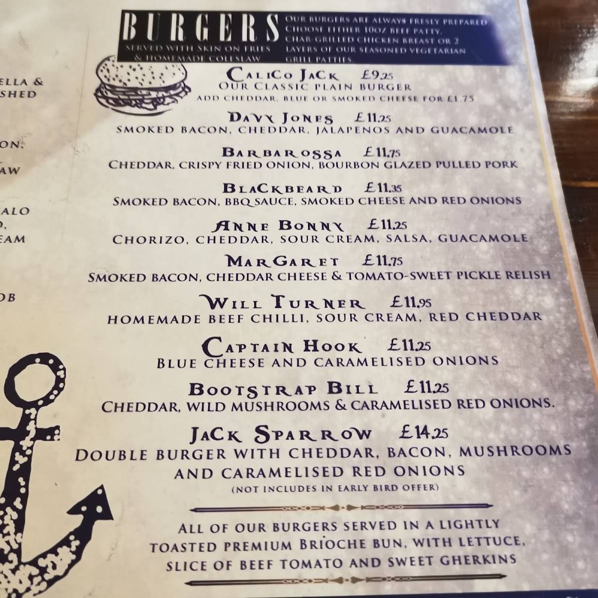 Menu at Calico Jack Restaurant & Bar, Skipton