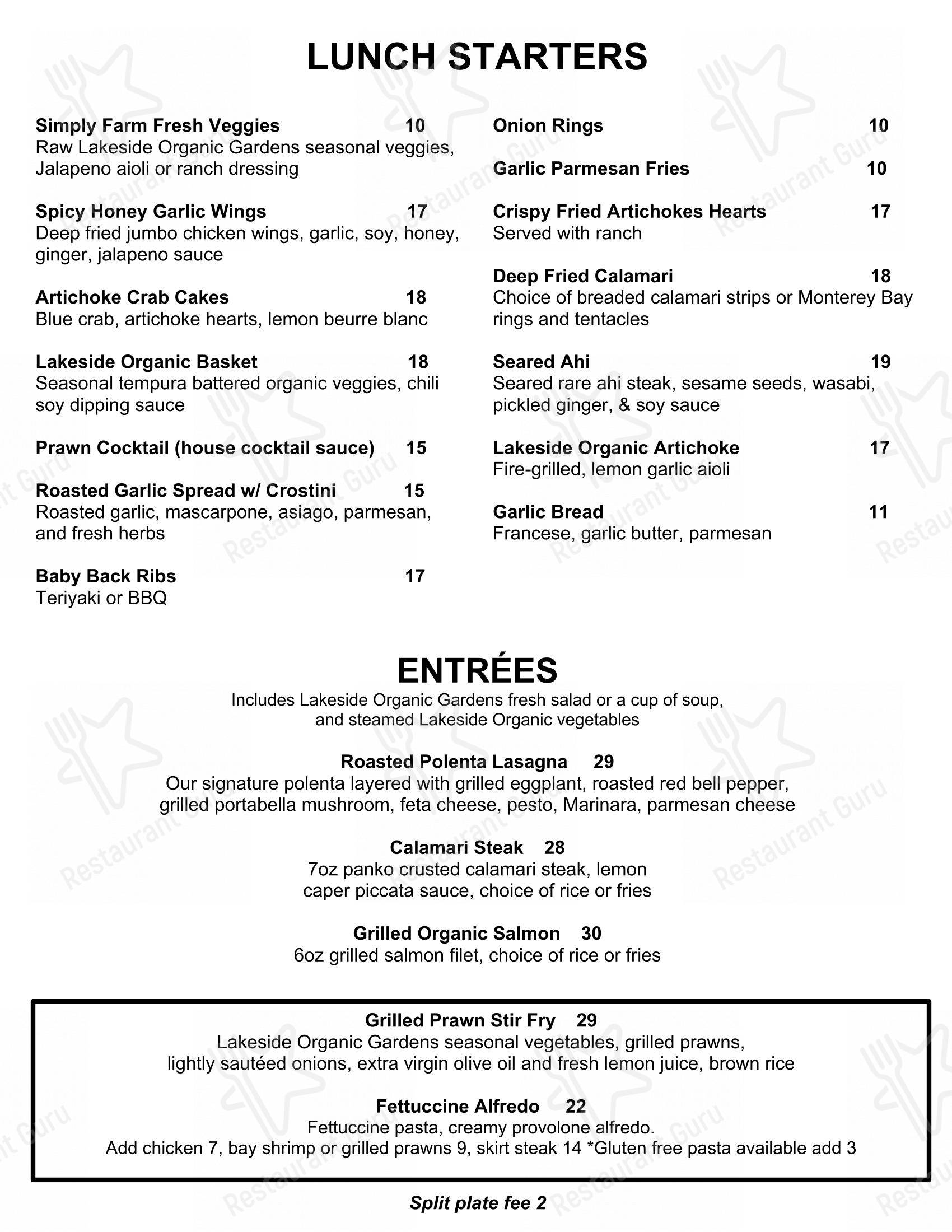 Menu at California Grill and Bar, Watsonville, 40 Penny Ln