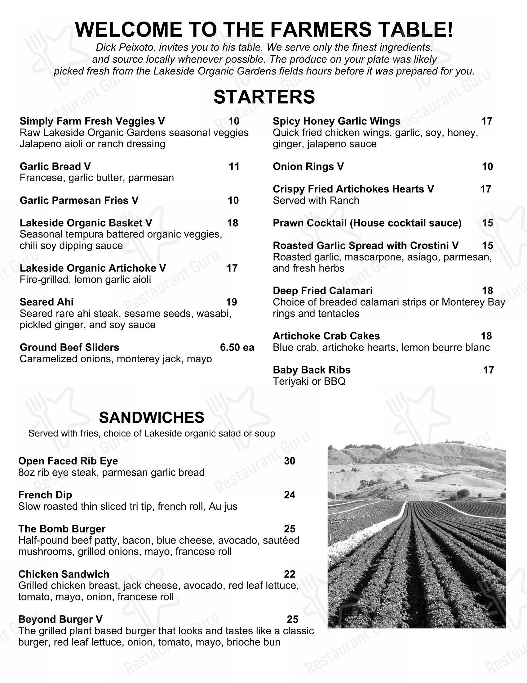 Menu at California Grill and Bar, Watsonville, 40 Penny Ln