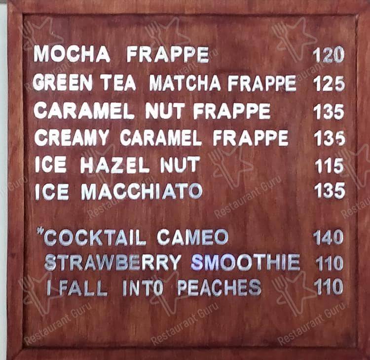 Menu at Cameo Cafe, Manila