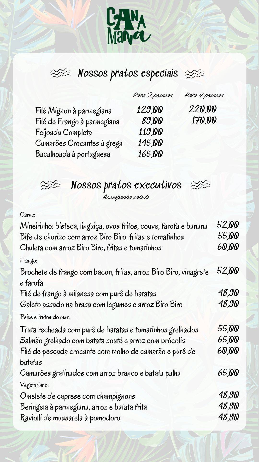 Menu at Cana Mana Restaurante, São Paulo