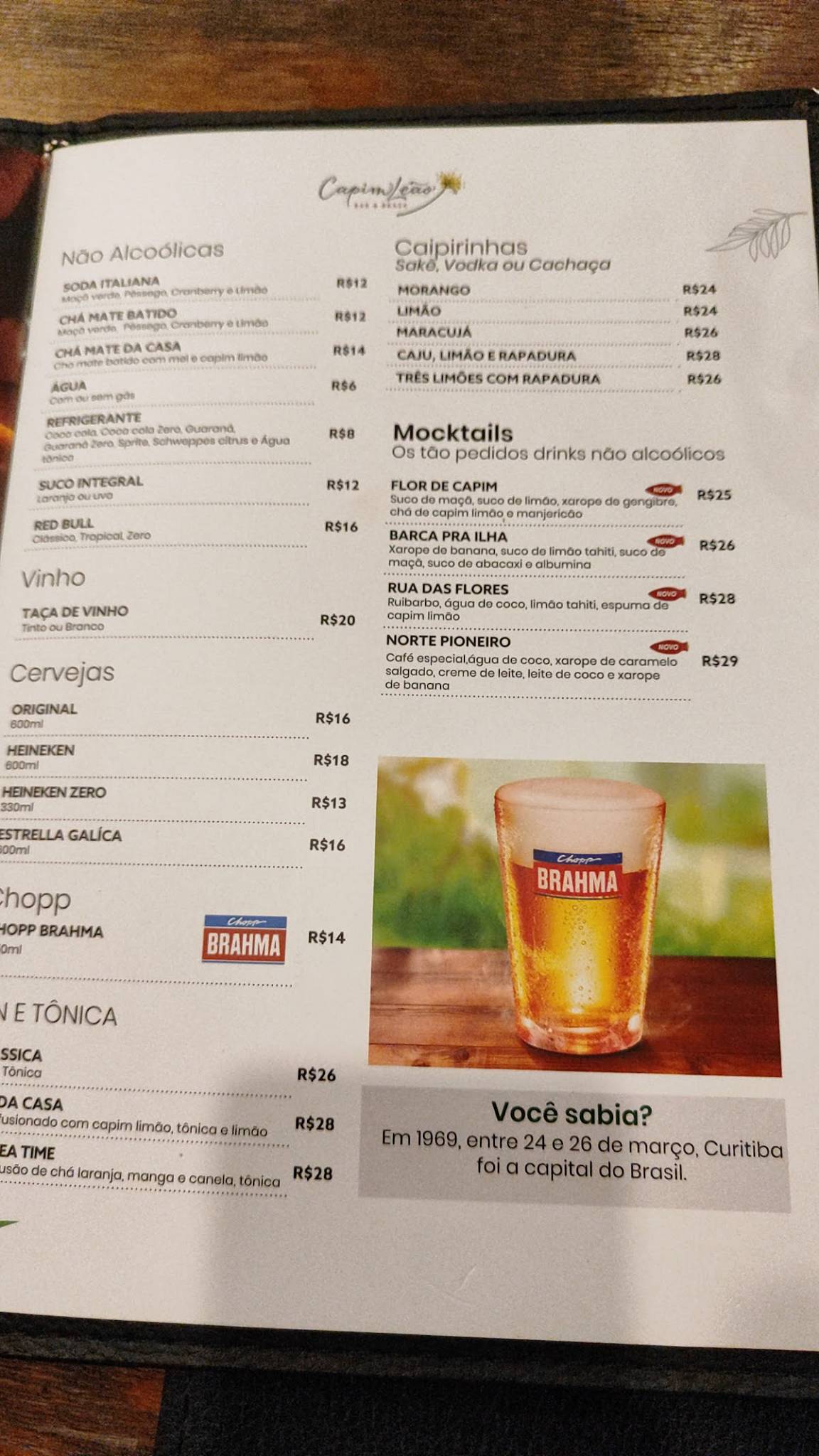 Menu em Capim Leão restaurante, Curitiba