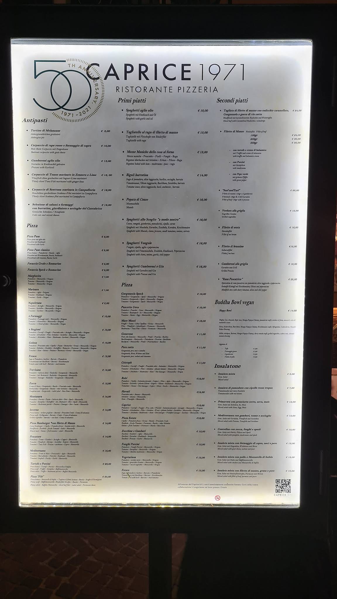 Menu da Pizzeria Ristorante Caprice 1971, Bardolino, Via Goffredo Mameli